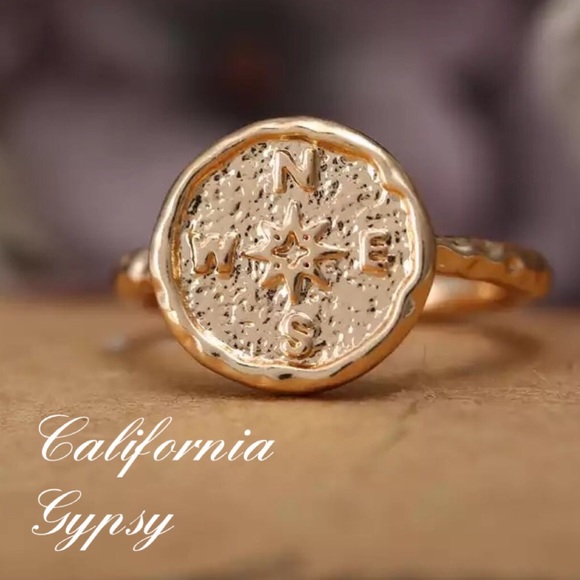 Jewelry | Rustic Gold Gypsy Wanderlust Compass Ring | Poshmark